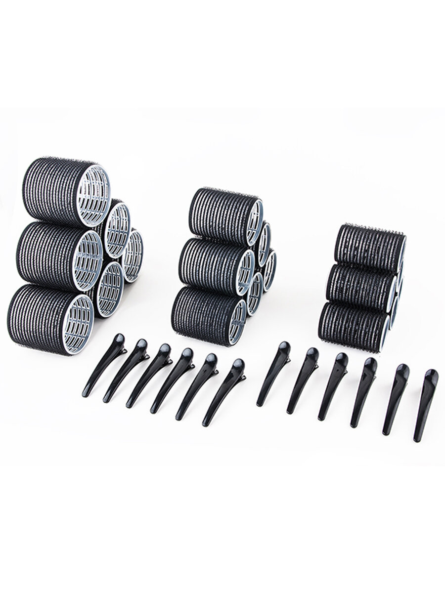 Набор бигуди на липучке 36,48 и 61мм в сумке-косметичке в комплекте с зажимами(18 бигуди+12 зажимов)