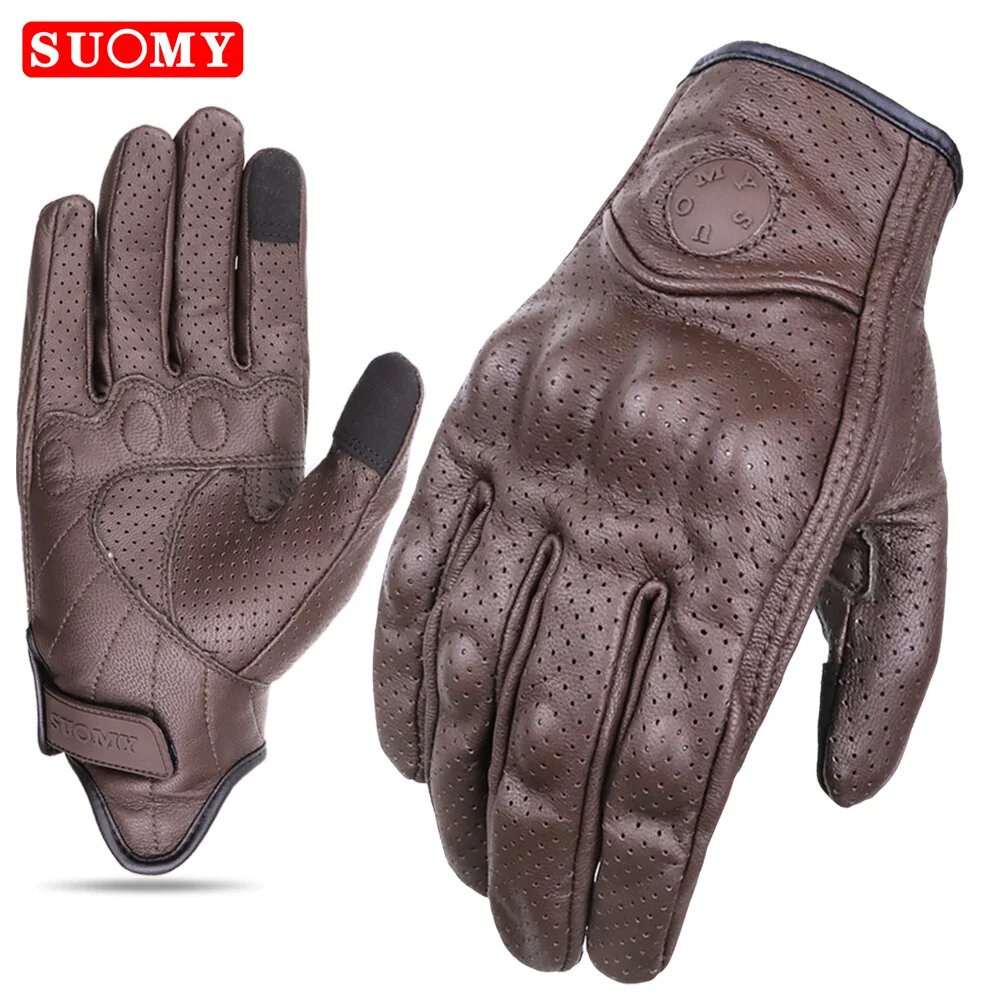 Мотоперчатки SUOMY Retro Из Натуральной Кожи, Коричневые, Перфорированные, Дышащие, M, Brown