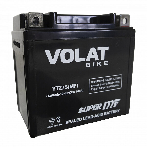 Аккумулятор мотоциклетный Volat 6Ah 100А YTZ7S ОП (MF) R+ (113x70x106) 113x70x106