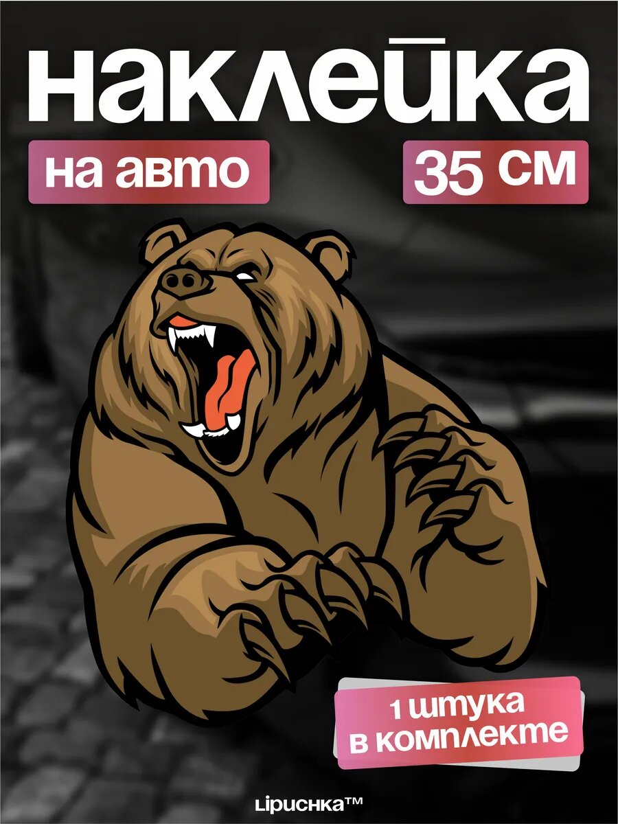 Наклейки на авто Медведь Россия Хищник