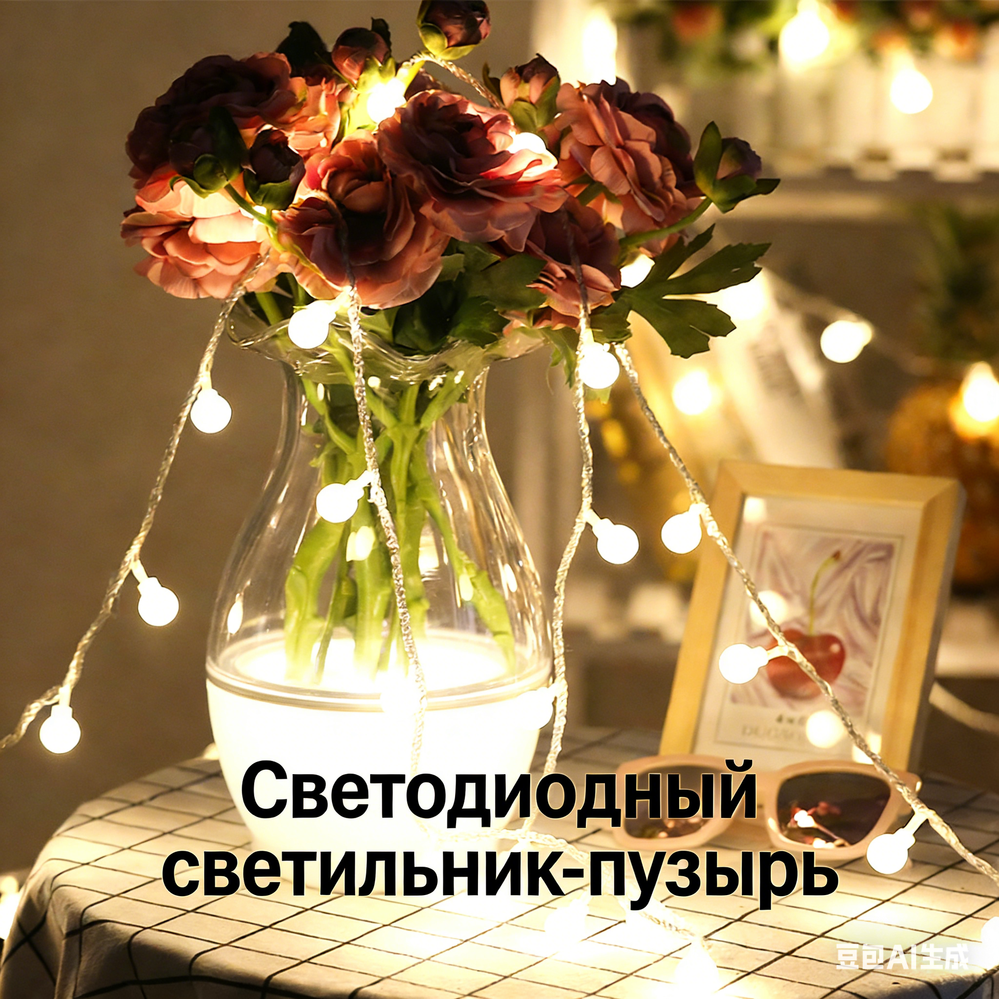 Светодиодный светильник-пузырь, теплое праздничное украшение, 40 лампочек длиной 6 метров, тип батареи (Цвет товара: golden; Длина: 600 см; Высота: 600 см)