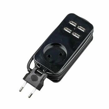 Удлинитель Uniel Travel 1,5м 1 гн 4USB черный