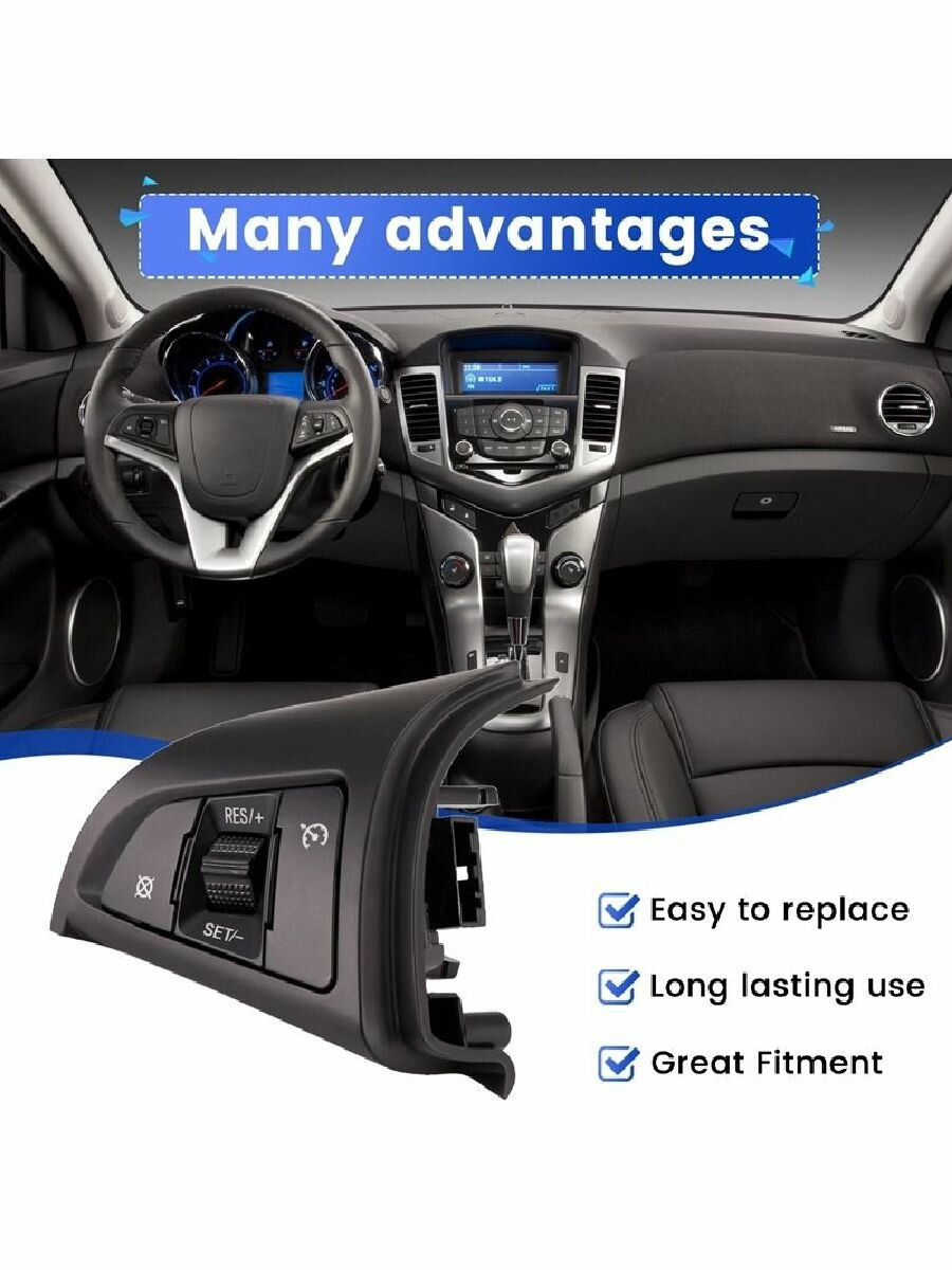 Кнопка круиз-контроля на руле Chevrolet Cruze 2009-2014, многофункциональная, прямая замена, черный ABS для руля