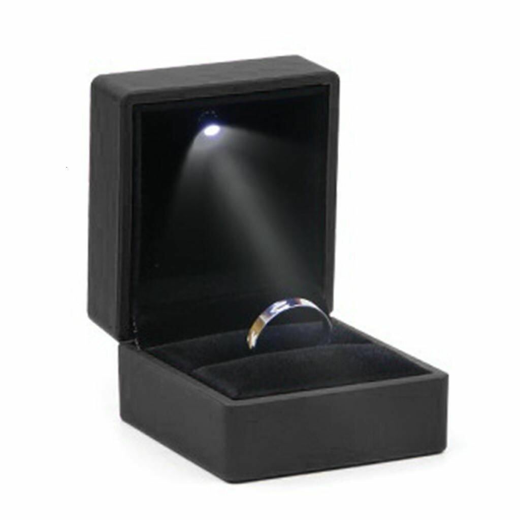Шкатулка, Шкатулка для ювелирных изделий со светодиодной подсветкой-black-ring box