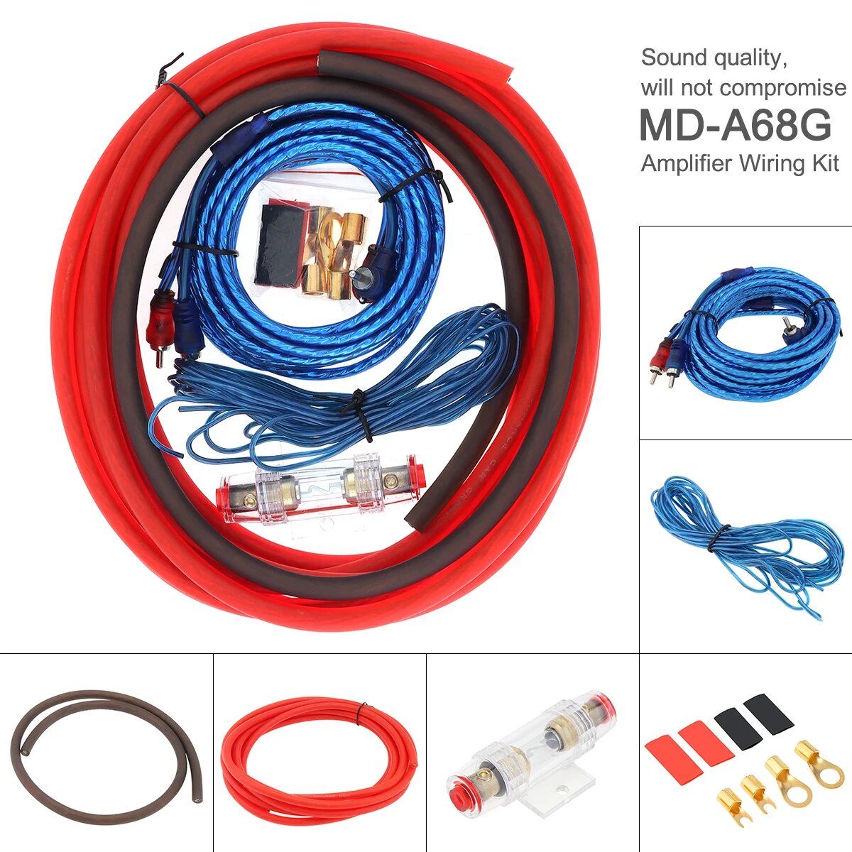 Комплект проводов для усилителя MD-A68G, 4 Gauge