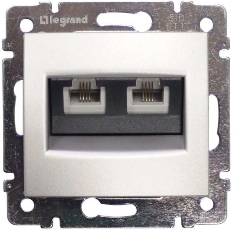 Розетка телефонная двойная Legrand Valena 2хRJ11 алюминий 770139