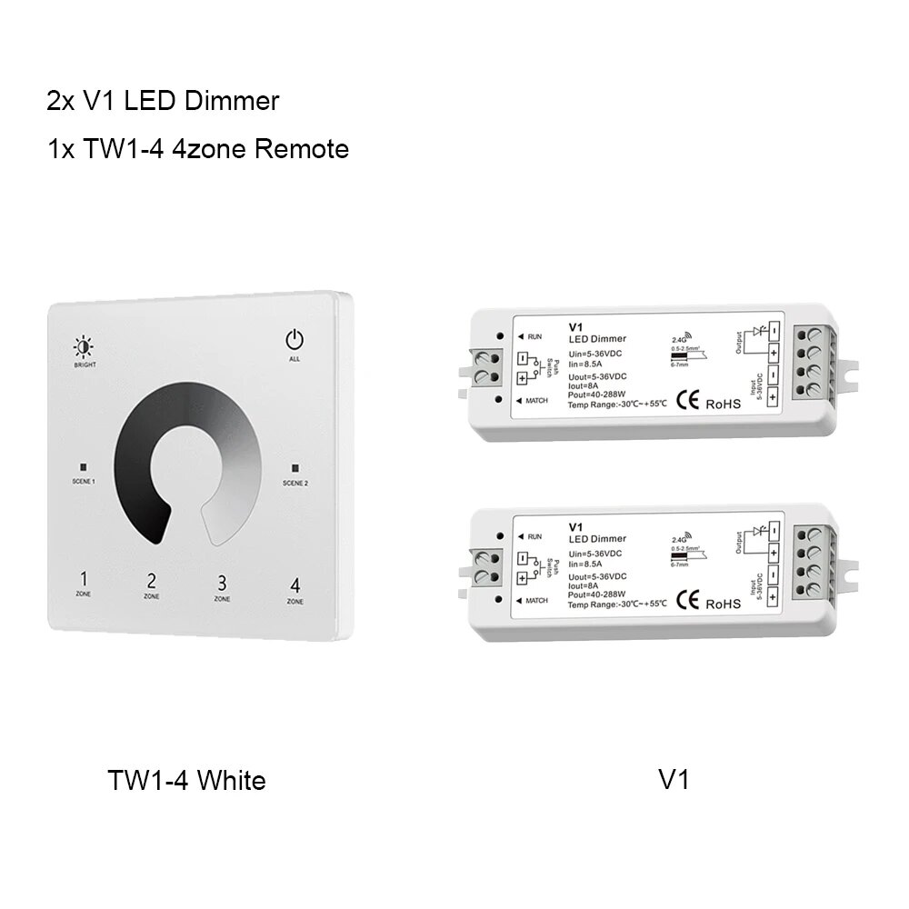 CENFAYA LED диммер V1 + TW1-4 (белый) комплект