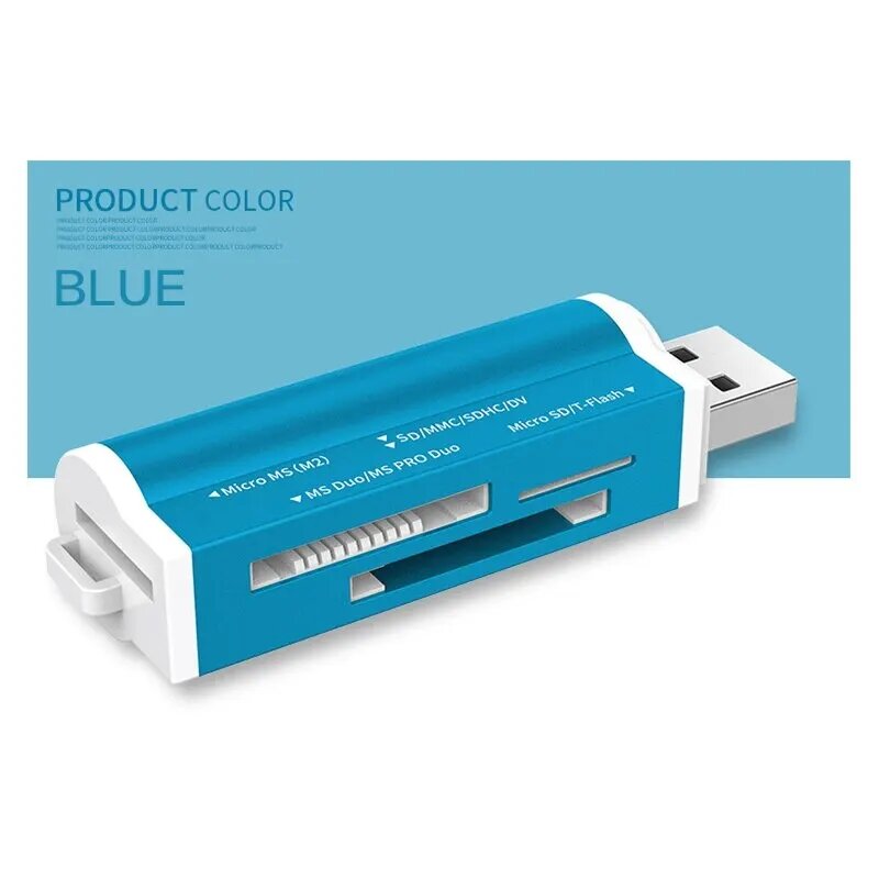 Кардридер USB 2.0 Blue для Micro MS (Mk2), MS Duo/MS PRO Duo, Micro SD/Flash