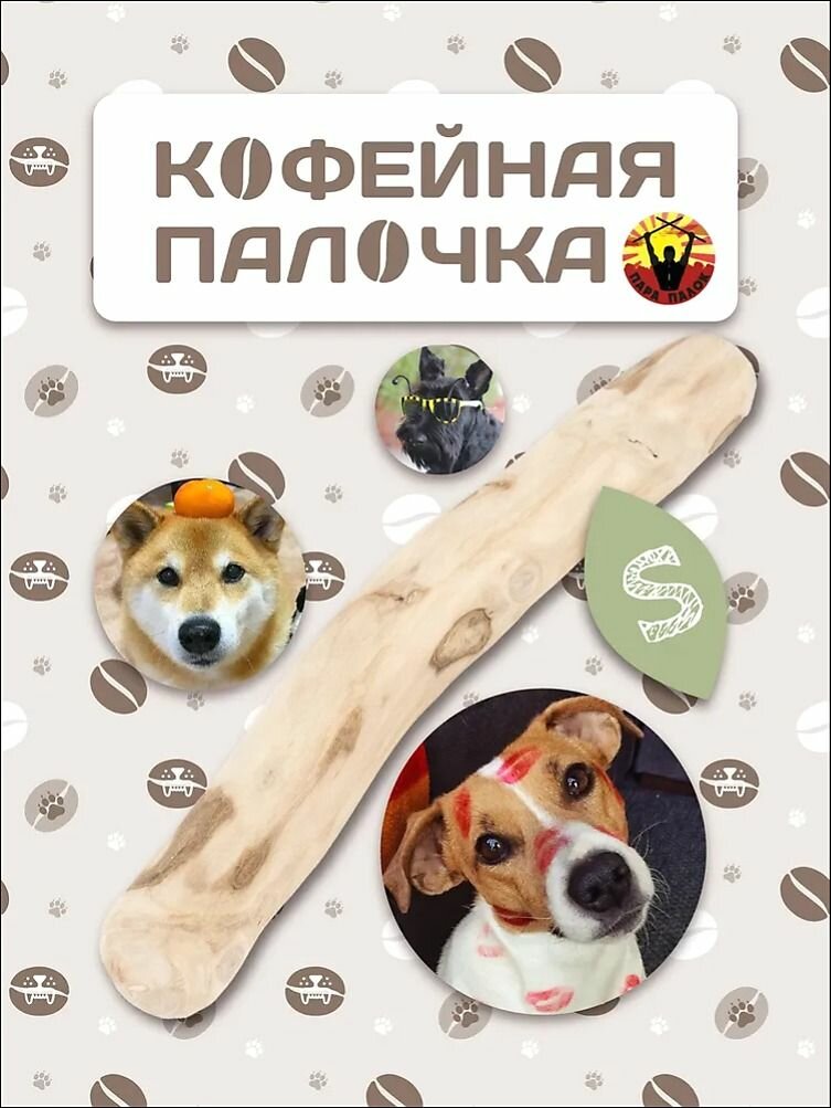 Палочка кофейного дерева Пара Палок, для собак, размер S, для снятия стресса, дерево