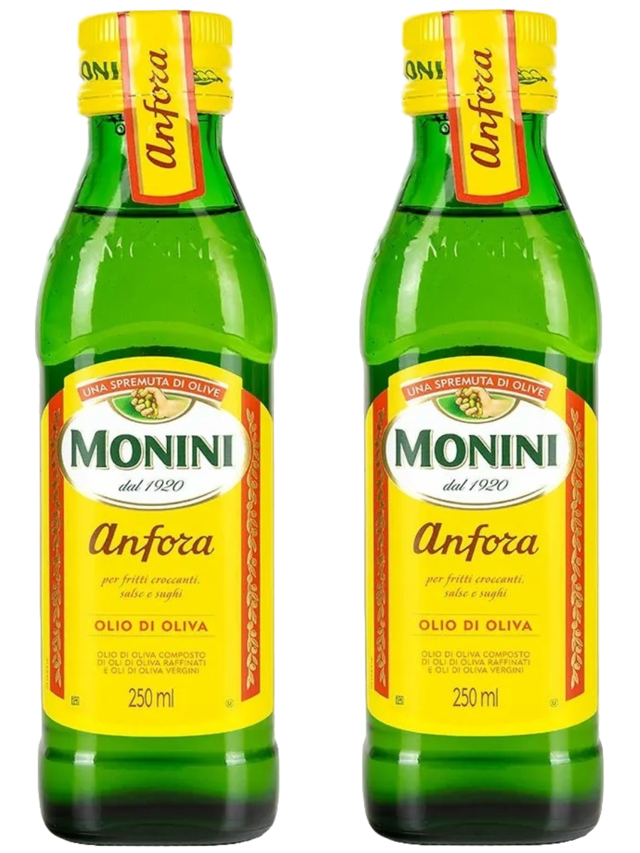Масло оливковое Monini Anfora рафинированное, с добавлением нерафинированного для жарки, 2шт по 250 мл