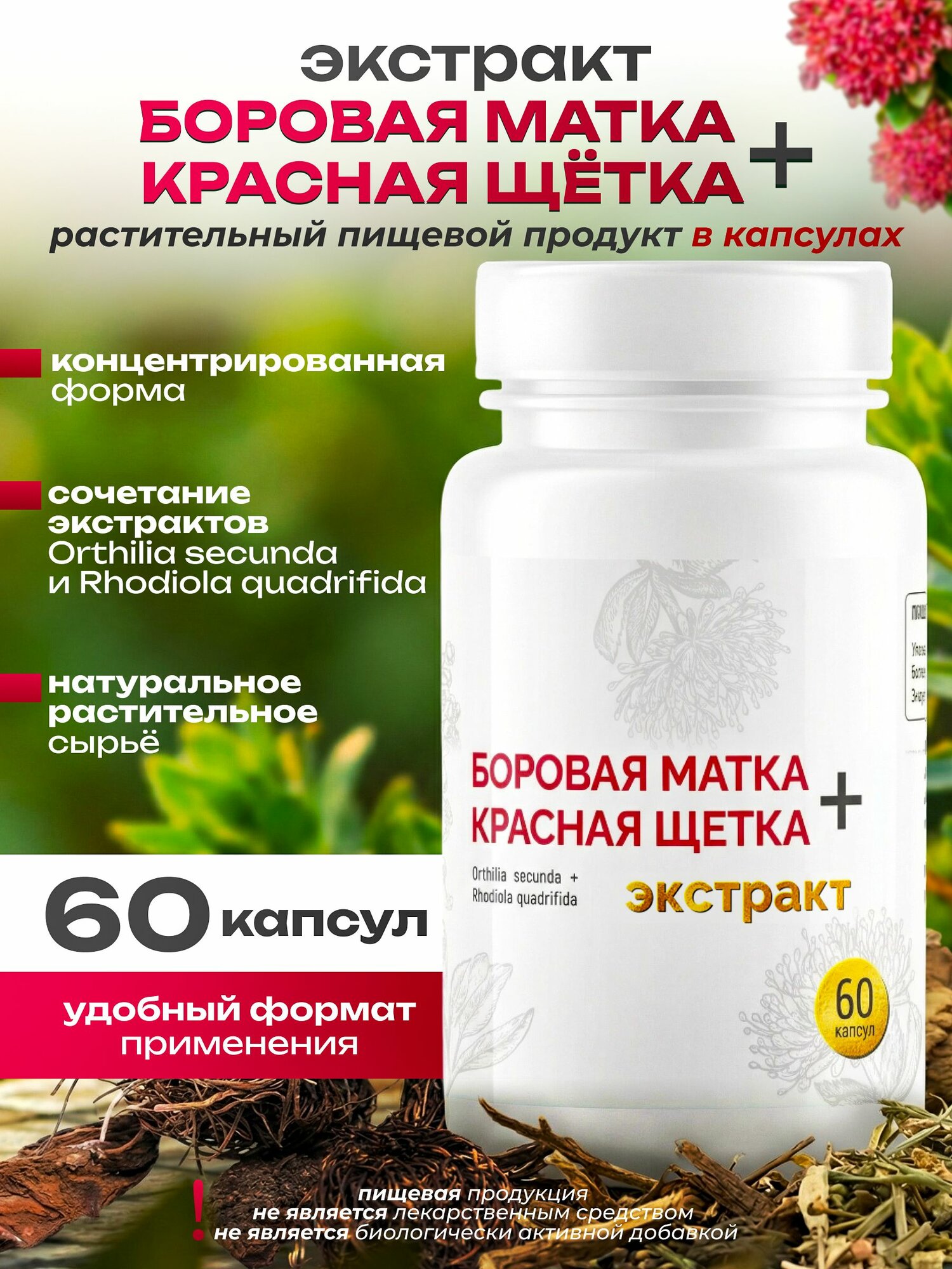 Боровая матка + Красная щётка в капсулах экстракт 60 шт.