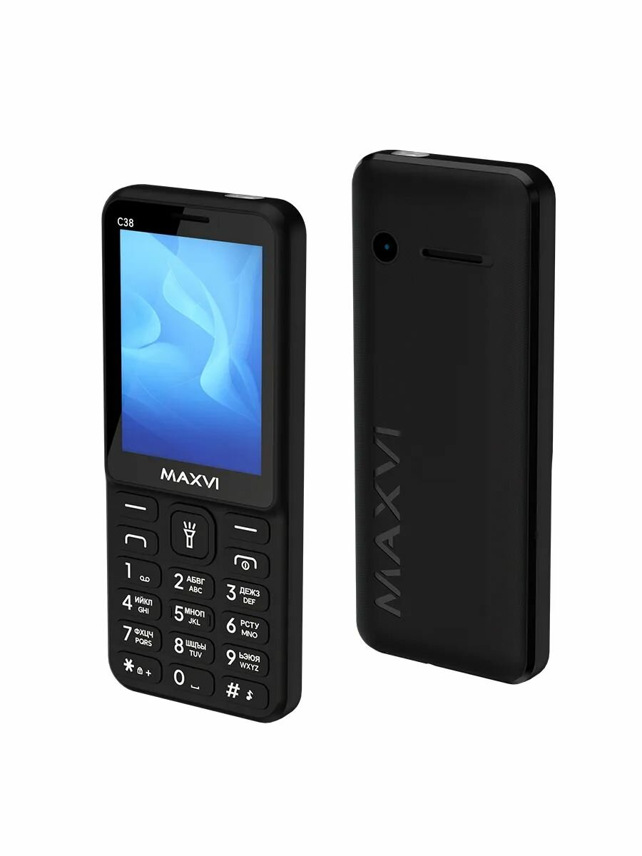 Мобильный телефон Maxvi C38 черный / 1800 м*Ач / Радио / 2 SIM