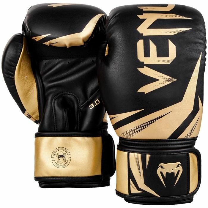 Боксерские перчатки тренировочные Venum Challenger 3.0 - Black/Gold (14 oz)