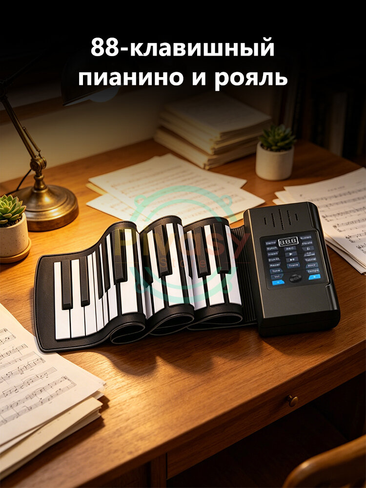 88-клавишное пианино, Силиконовая портативная клавиатура с динамиком, встроенная литиевая батарея, для взрослых