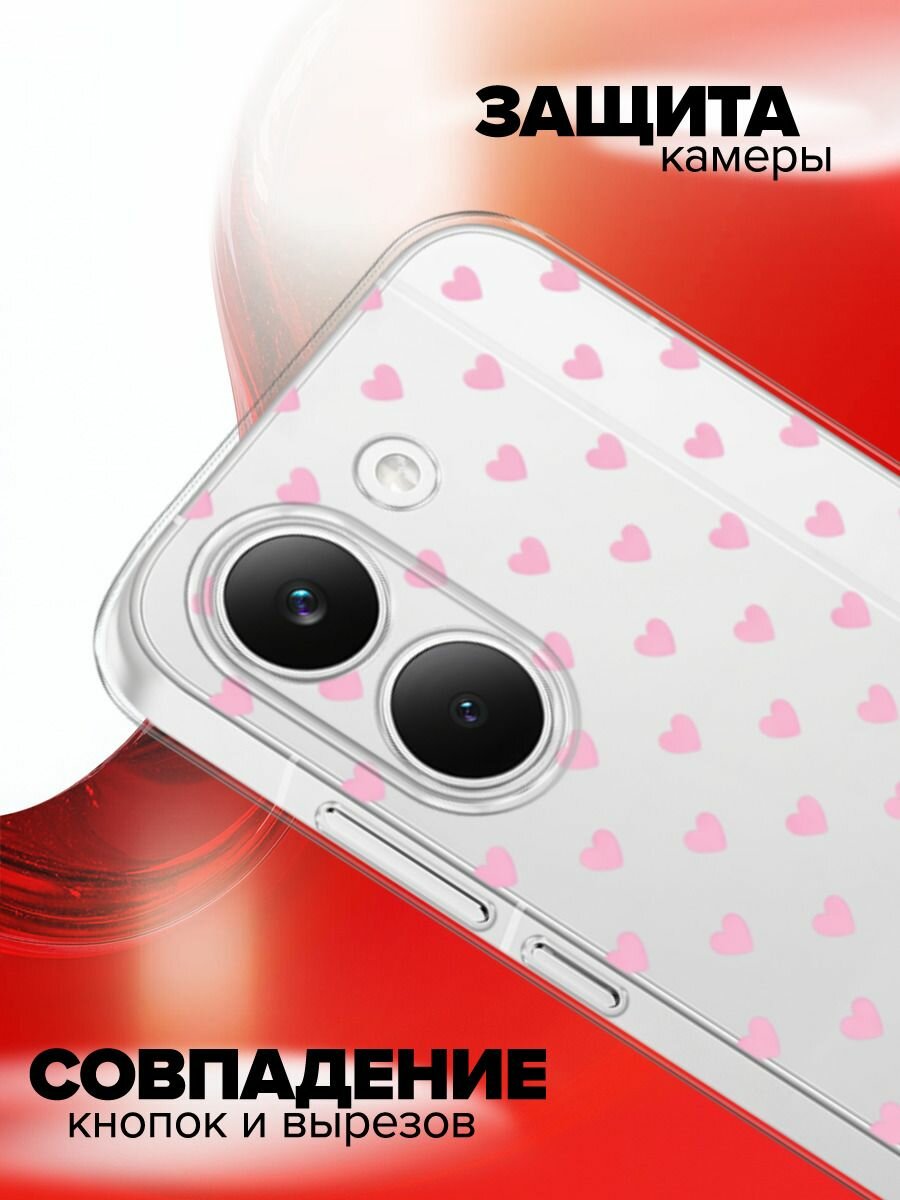 Чехол на Poco X8 Pro / Поко X8 Про с принтом Розовые сердечки в узоре — фото 1