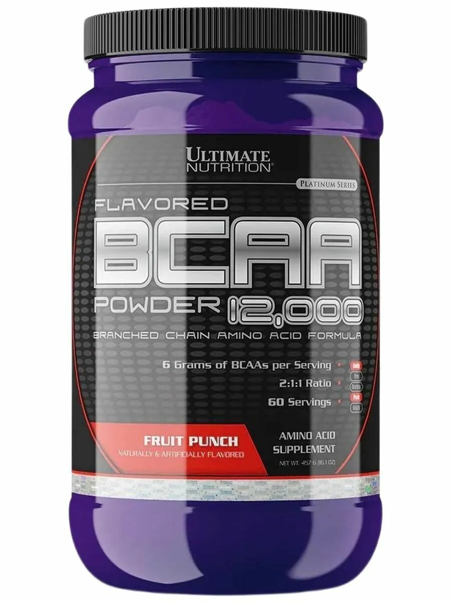 Ultimate Nutrition BCAA Powder 12,000 (457 g) бсаа аминокислоты, Фруктовый пунш