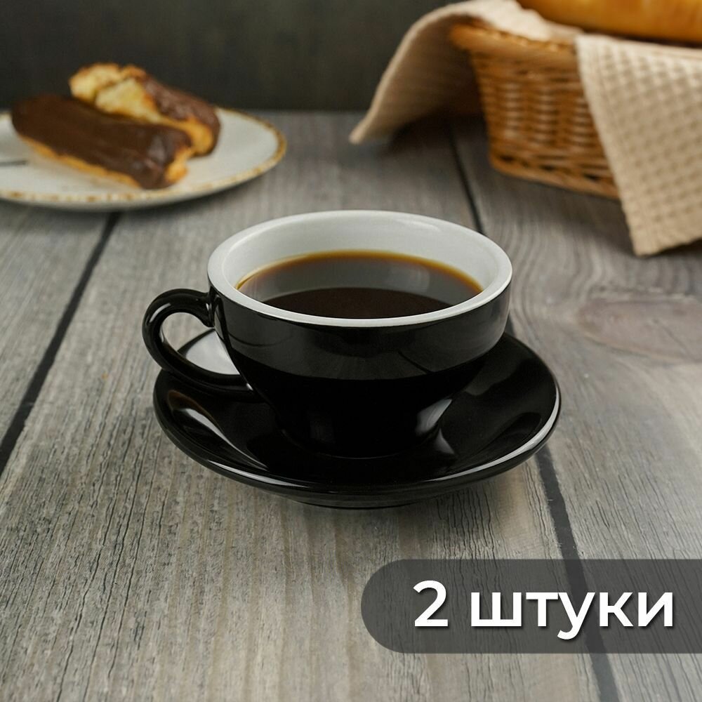 Чайная пара P.L.Proff Cuisine "Barista", фарфор, чёрная, 2 шт.