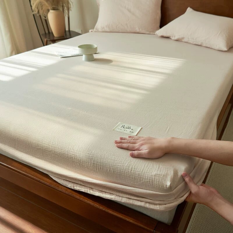 Простыня MUJI из чистого хлопка, двухслойная, из марлевой ткани, 100% хлопок, полностью закрывающая кровать, защитный