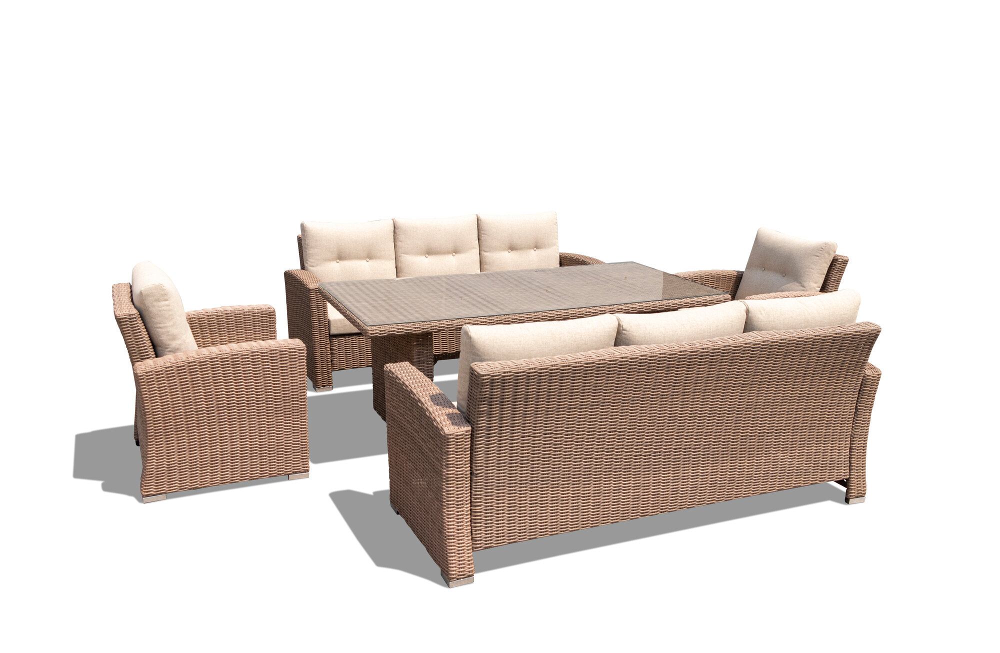 PREMIUM Комплект садовой мебели Full Comfort- RHINO DUO из искусственного ротанга(диван, обеденный стол,2дивана,2кресла)