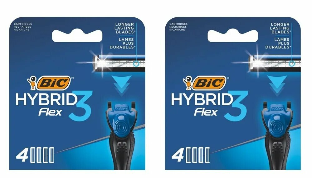 Сменный картридж для бритвы BIC Hybrid 3 Flex, 4 шт*2