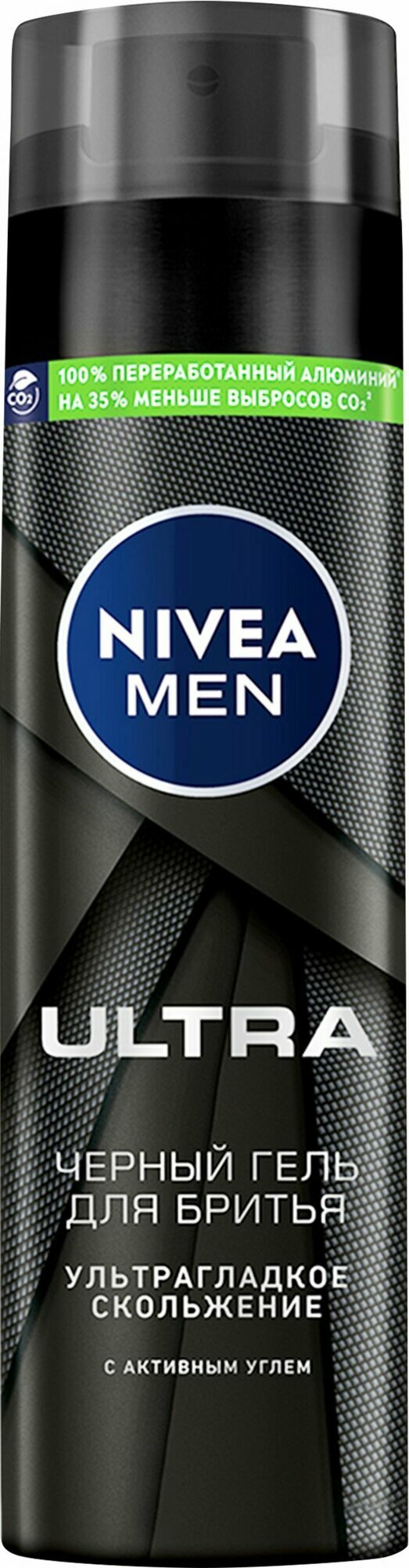 Гель для бритья NIVEA Men Ultra Черный с активным углем, 200мл