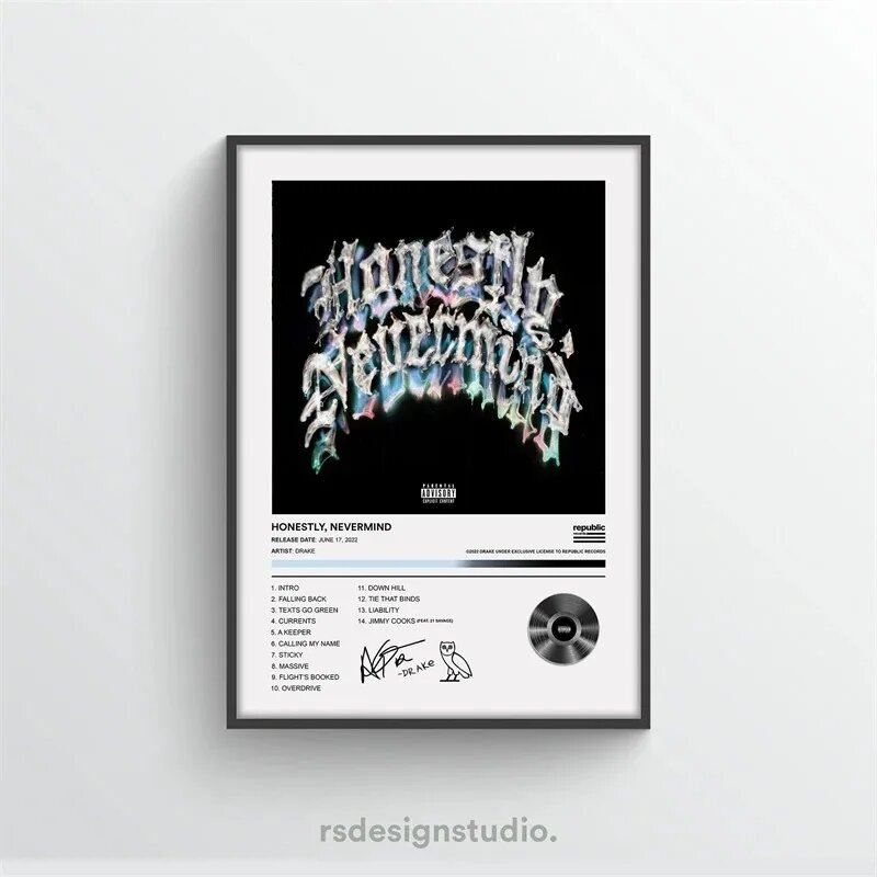 Постер Drake "Honest Nevermind" 30x40см, цвет U, без рамки