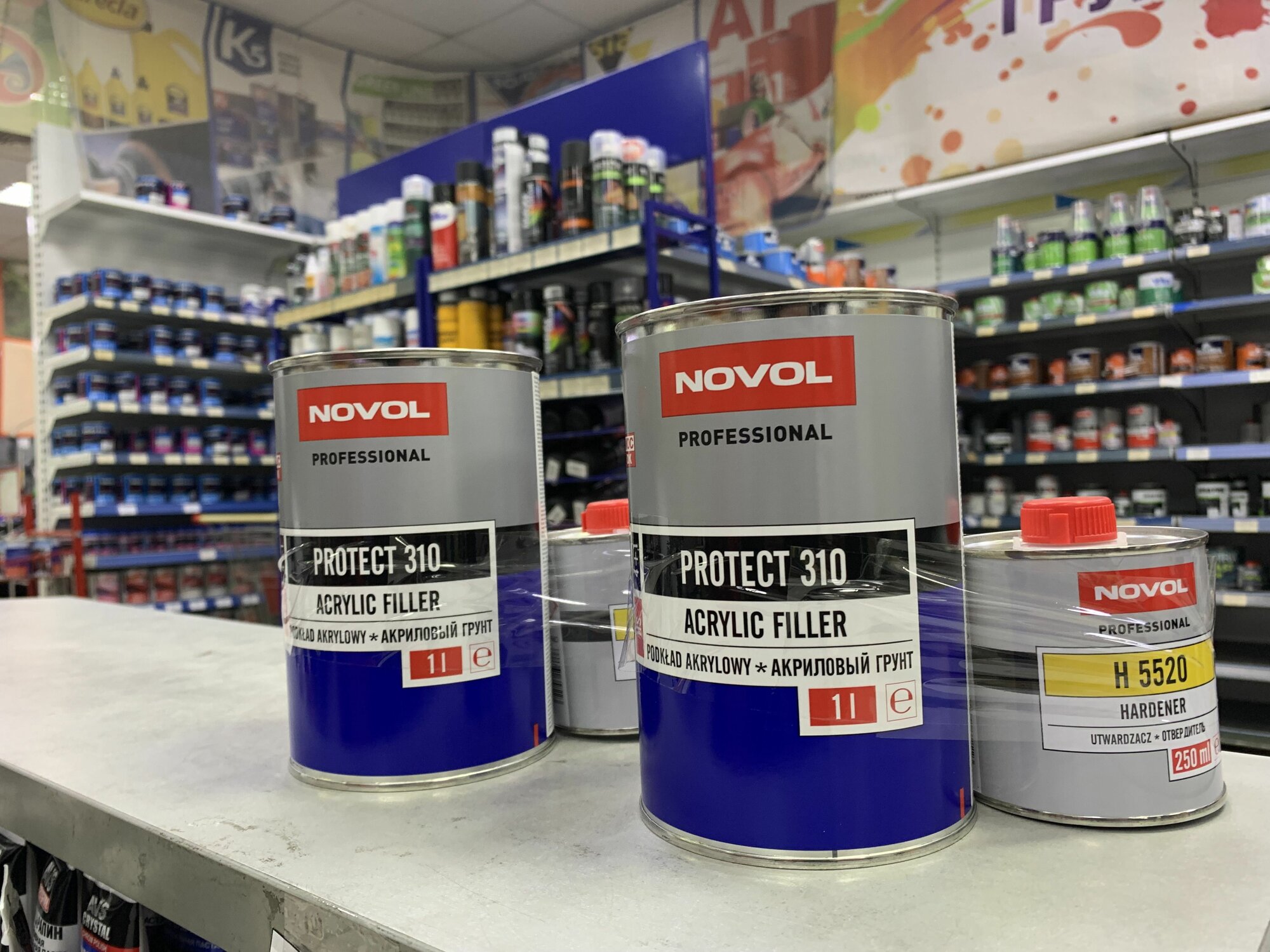 Грунт Novol PROTECT 310 4+1 акриловый серый 1л+ отвердительерд. 0,25л .