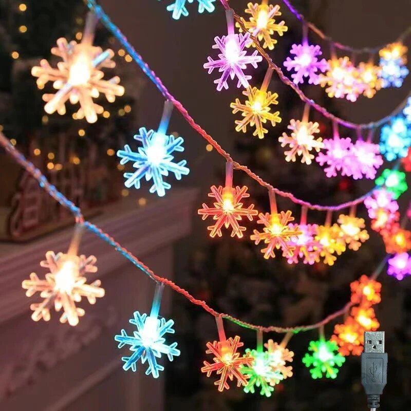 USB гирлянда «Снежинка» многоцветная 3M 20LEDs