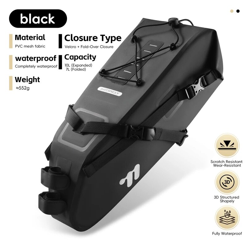 West Biking складная велосумки под седлом 7-10л Black