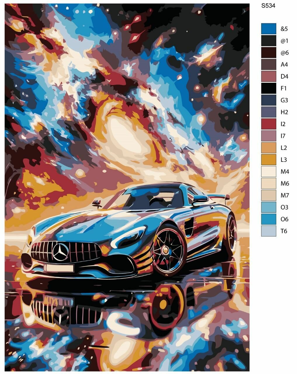 Картина по номерам S534 "Спортивные машины. Mercedes-Benz" 60x90 см