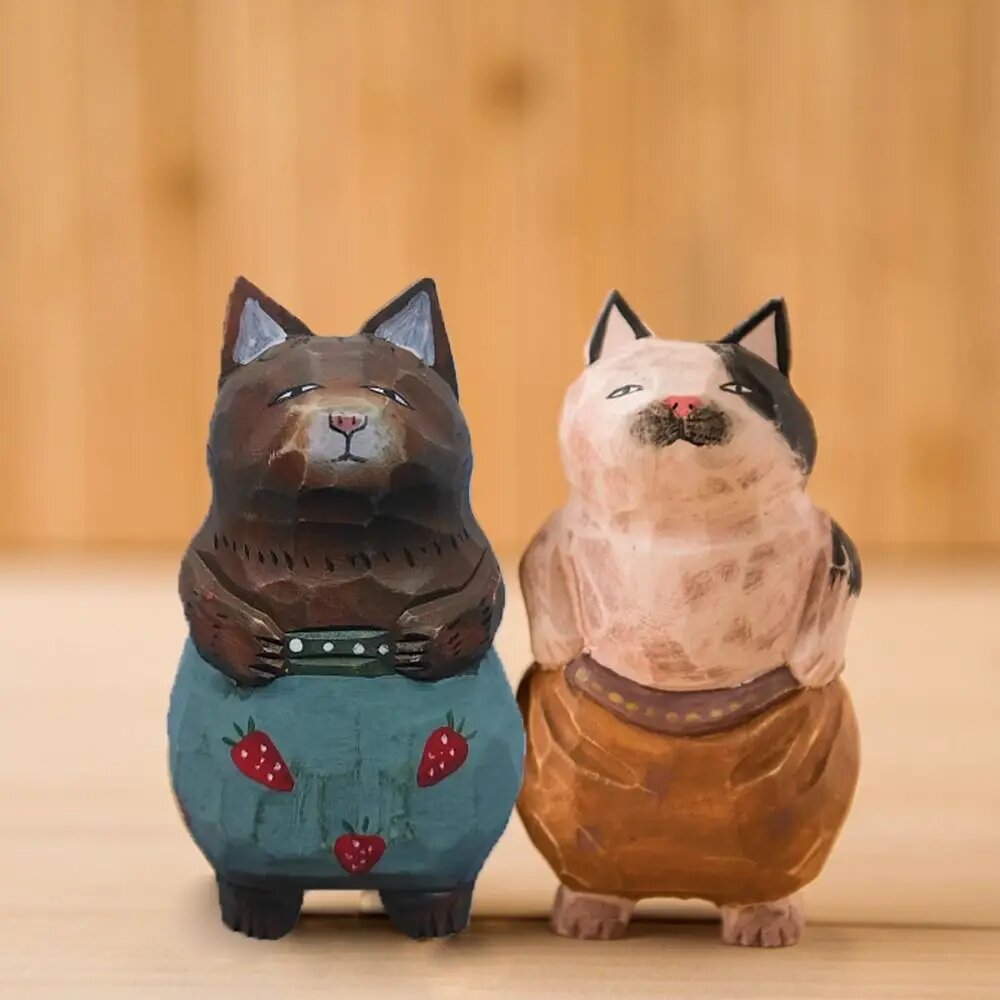 Деревянная статуэтка кота brown cat