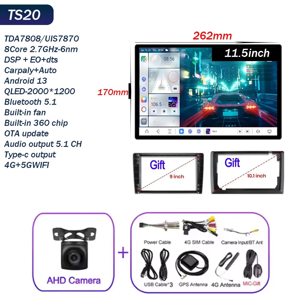 TS20 Android 13 Автомагнитола 11.5" Carplay GPS