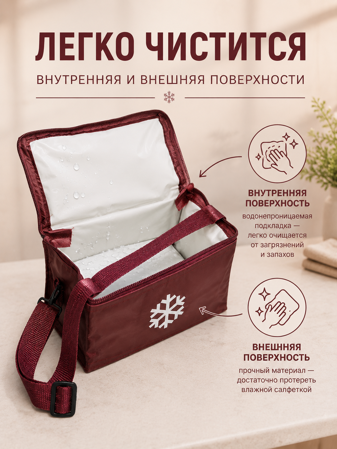 Термосумка Сумка-холодильник мини с ремешком, на молнии, для ланча — фото 1