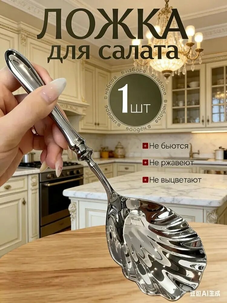 Ложка для салата 1 предм. светло-серый