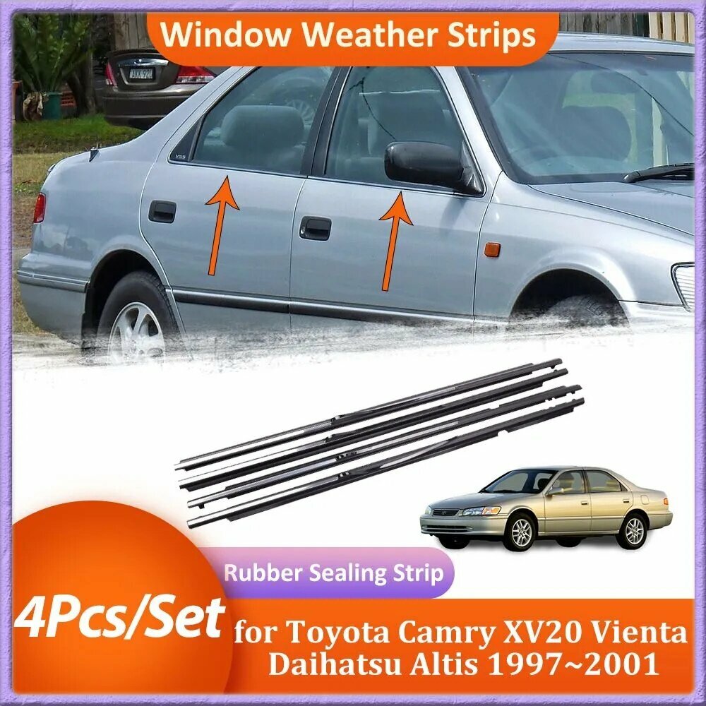 Уплотнитель автомобильный арт. Уплотнительные планки для окон Toyota Camry XV20 Vienta Daihatsu Altis 1997 ~ 2001, Резиновые уплотнительные планки для окон, декоративные аксессуары