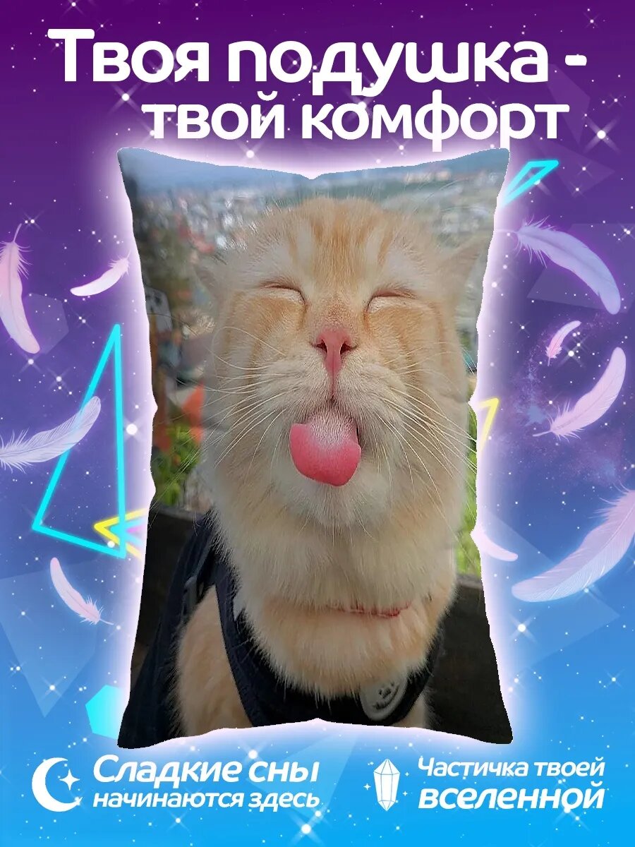 Подушка дакимакура Кот показывает язык
