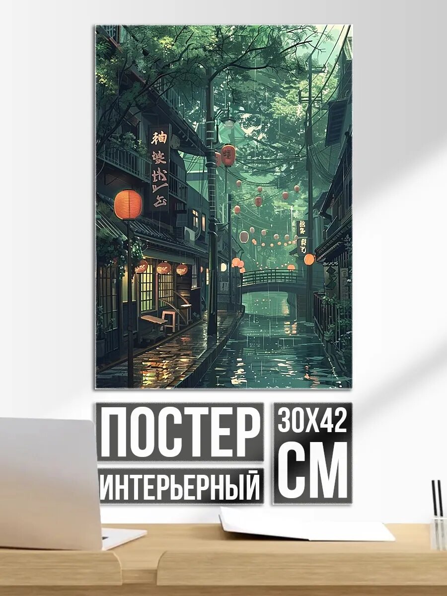 Плакат постер Улица в японском стиле