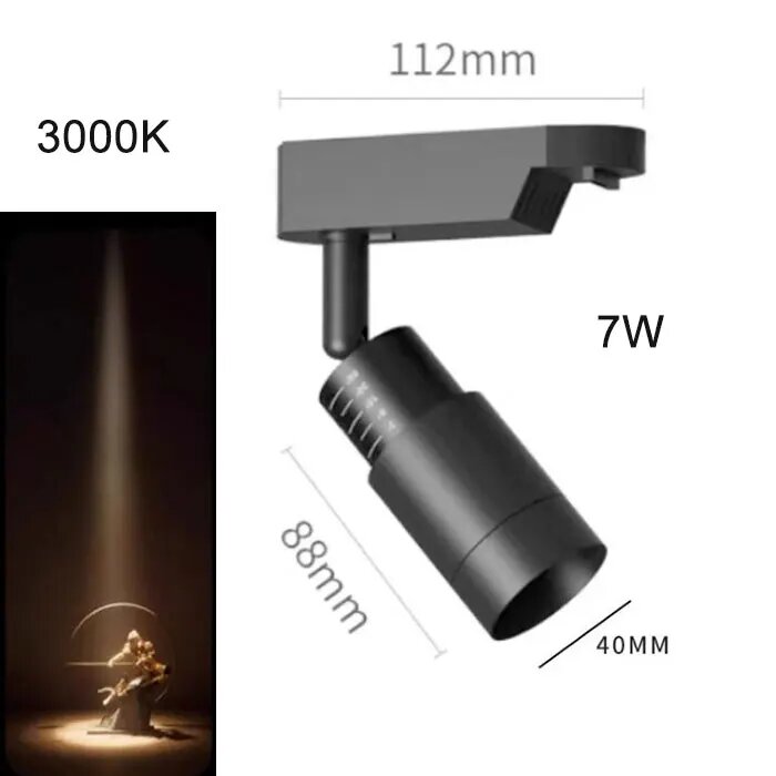 GY ABC-MTL-011 Трековый светильник LED теплый белый black 7W 3000K