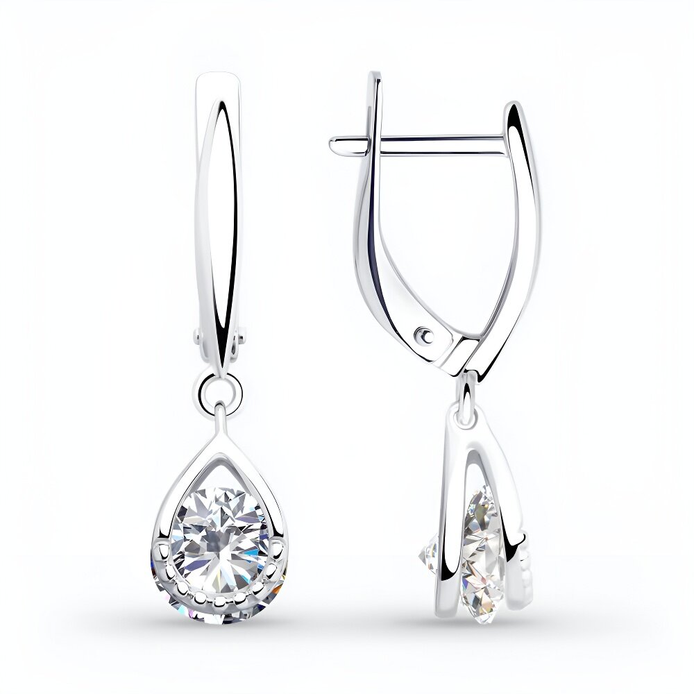 Серьги Яхонт, серебро, 925 проба, фианит