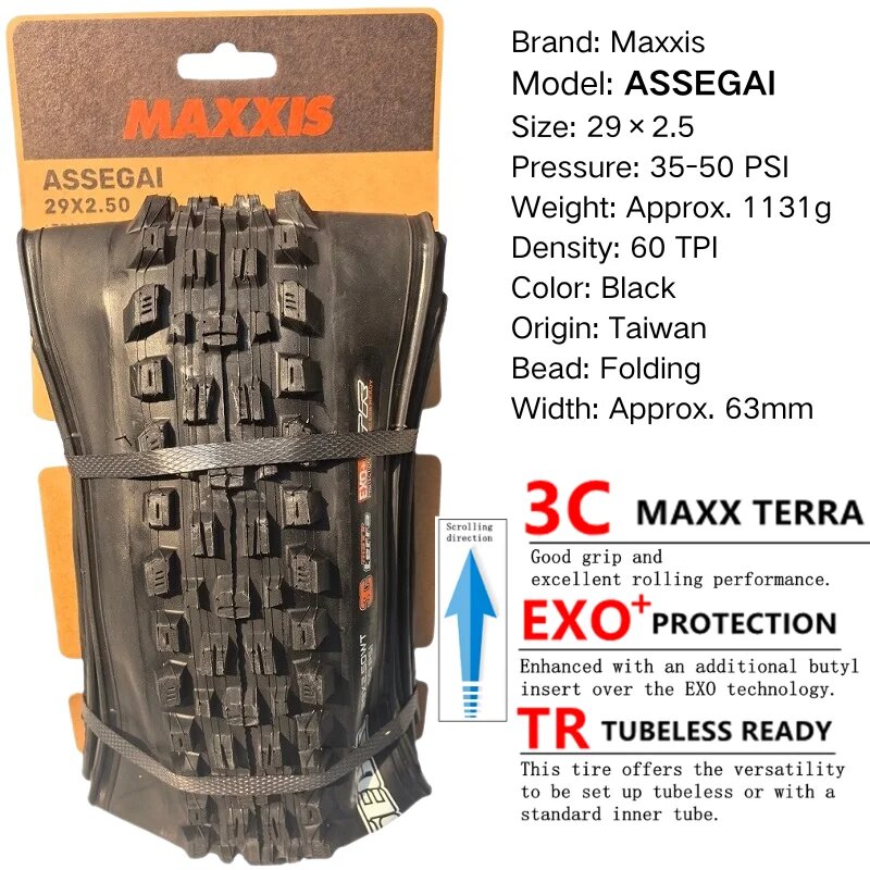 Maxxis Assegai 27.5 29x2.5 дюймовая горная шина Коричневый, 29X2.5 3CT EXOJJ