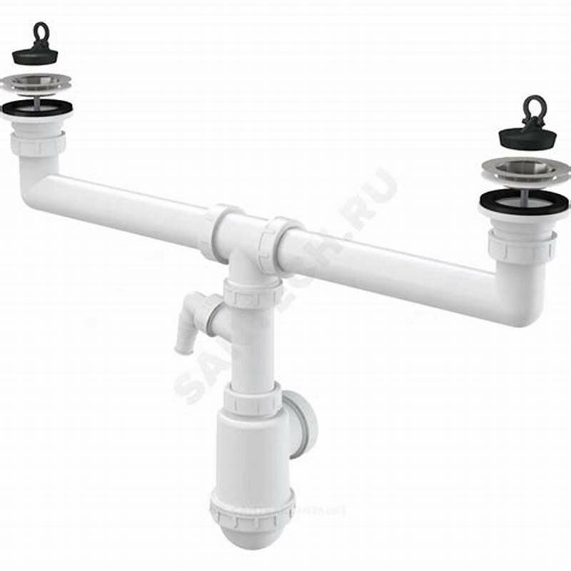 Сифон для кухонной мойки с двумя чашами Alca Plast A448-DN50/40, бутылочный, 1½" × 40/50, без выпуска