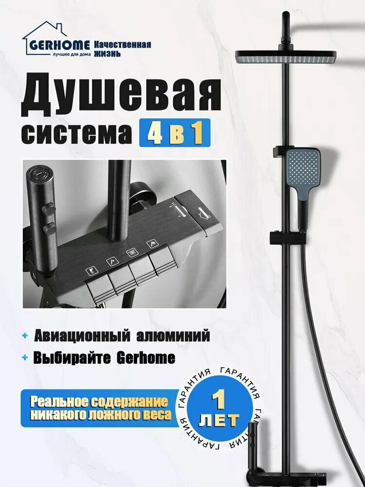 Душевой комплект черный матовый