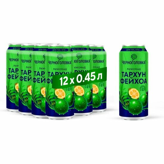 Лимонад Черноголовка "Тархун-фейхоа" 0,45 л ж/б (12 штук в упаковке)