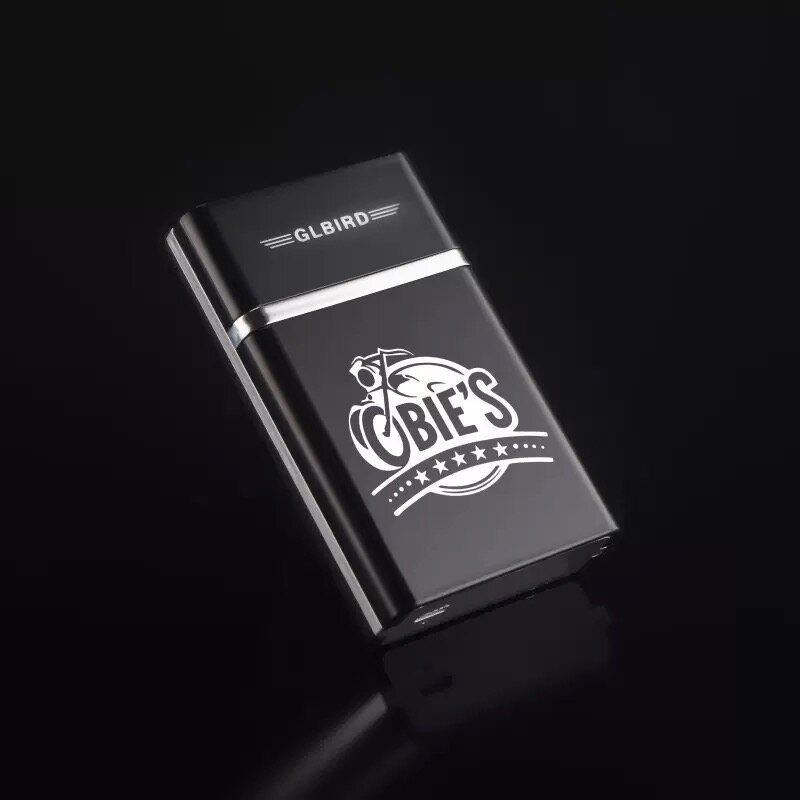 Портативный портсигар с супермини-зажигалкой с зарядкой через USB (Обсидианово-черный)