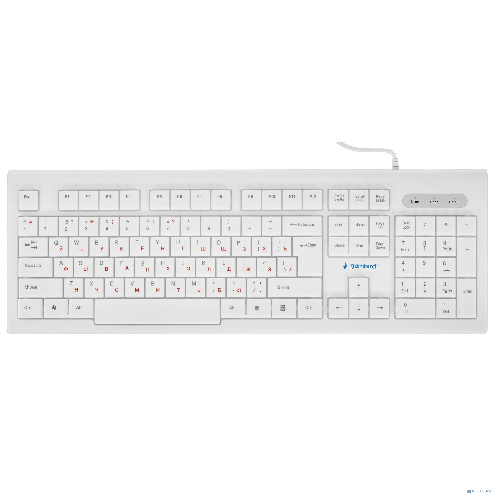 Клавиатура Gembird KB-8354U,{USB, бежевый/белый, 104 клавиши, кабель 1,45м}