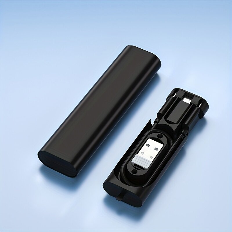 Дорожный органайзер для карт памяти 5-в-1, зарядный кабель USB Type-C 60 Вт, переходник для смартфона и скрепка для SIM-карты, черный