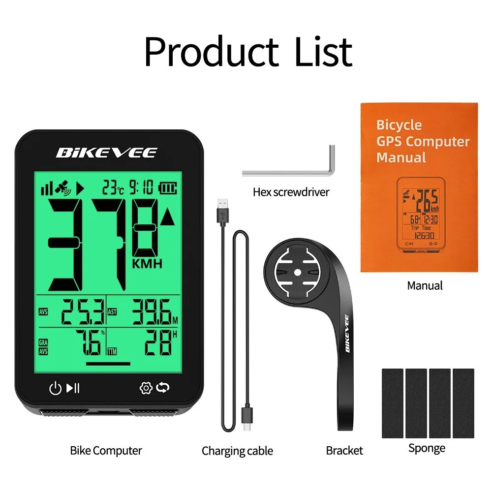 Bikevee велокомпьютер GPS BKV-3101GN-B
