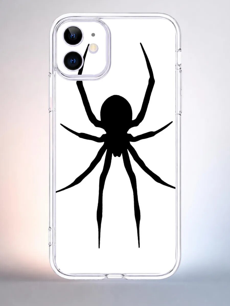 Чехол iPhone 11 силуэт паука силиконовый прозрачный