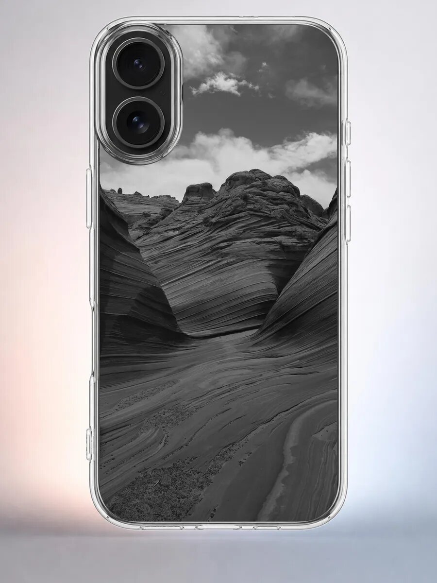 Чехол iPhone 16 скала волна силиконовый прозрачный