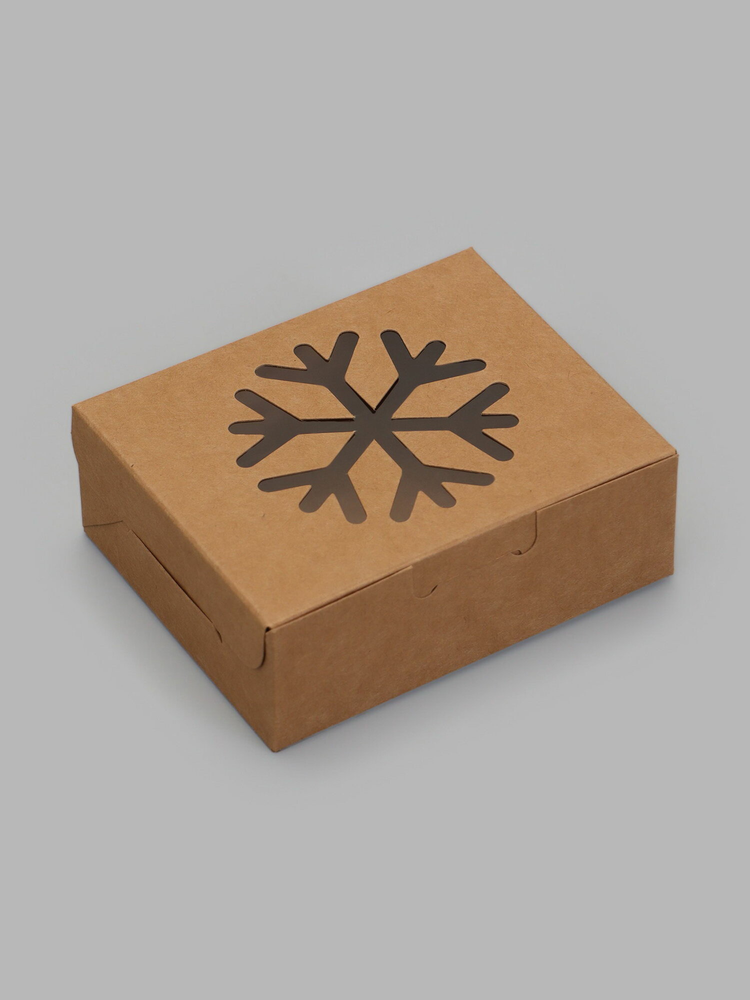 Коробка складная "Снежинка", крафт, 10 x 8 x 3.5 см, размер упаковки: 25.5 x 0.1 x 17.5 см, 20 шт.